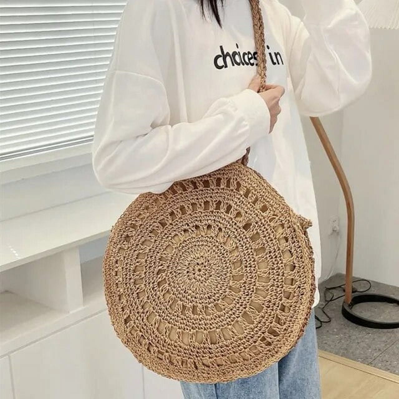 Kukuzhu Summer Round Straw Bag For Women Woven Handmade Handbag Ladies ...