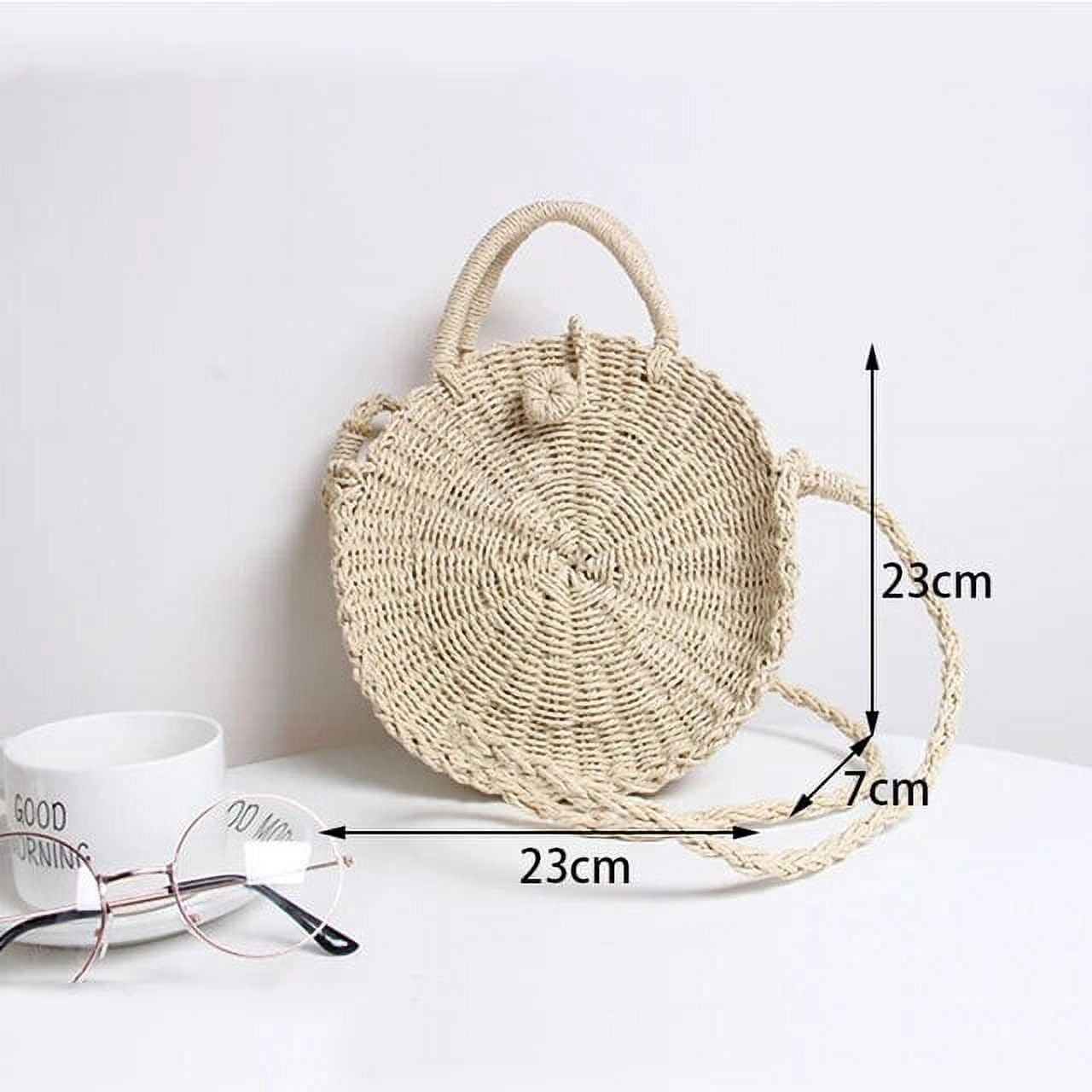 Kukuzhu Summer Round Straw Bag Women Rattan Woven Shoulder Bag Handmade ...