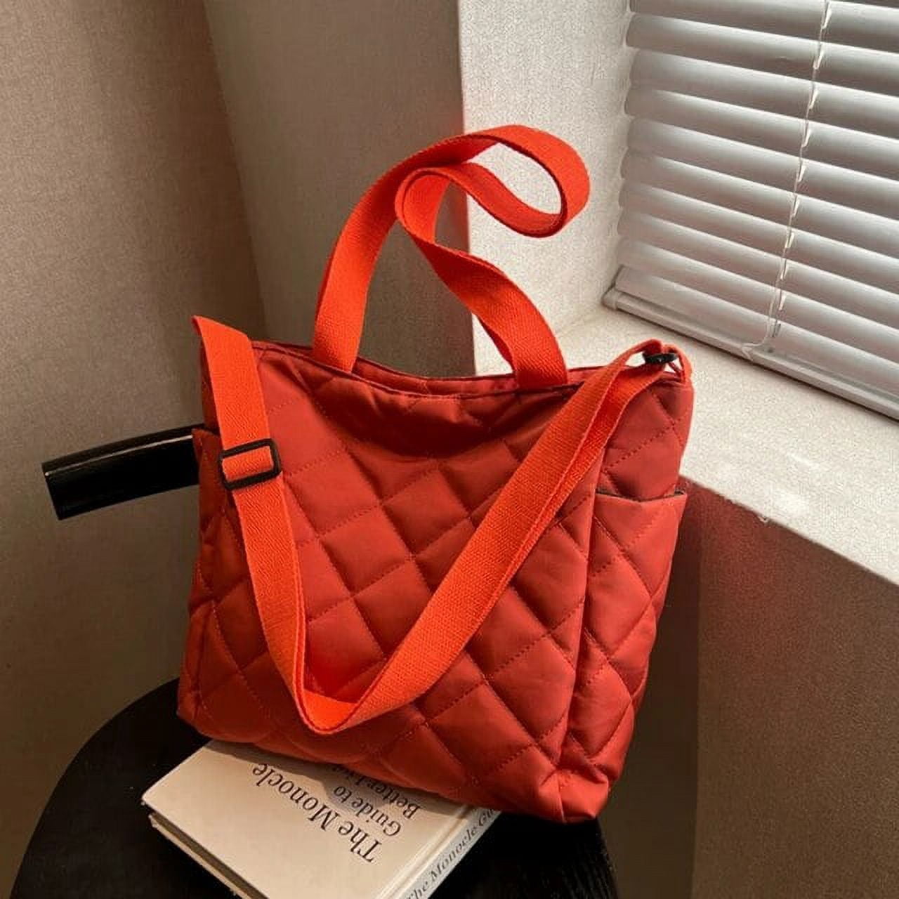 Kukuzhu Summer Simple Quilted Nylon Tote Bag Lattice Shape Pattern ...