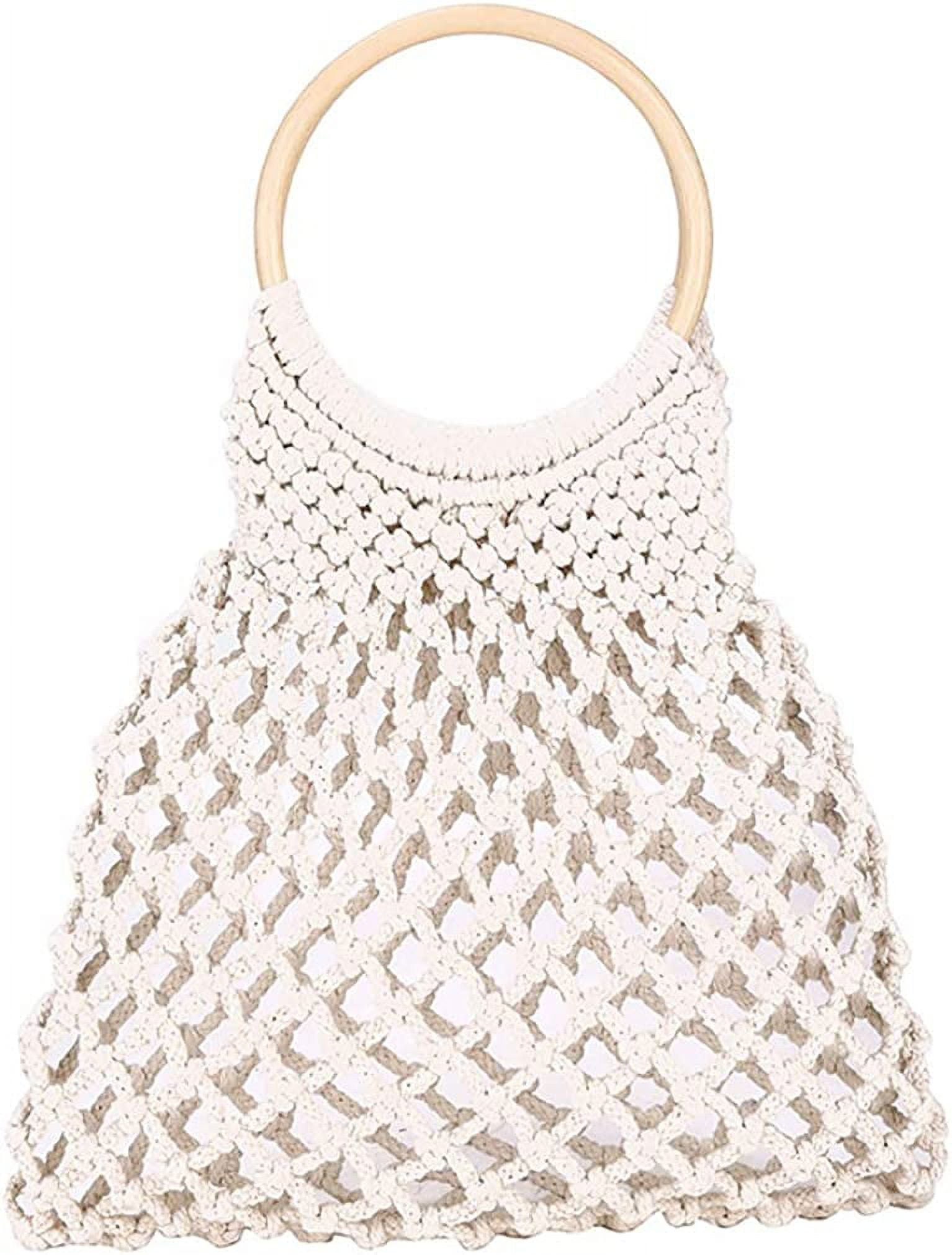 Kukuzhu Summer Straw Beach Bag Handmade Cotton Rope Woven Handbags ...