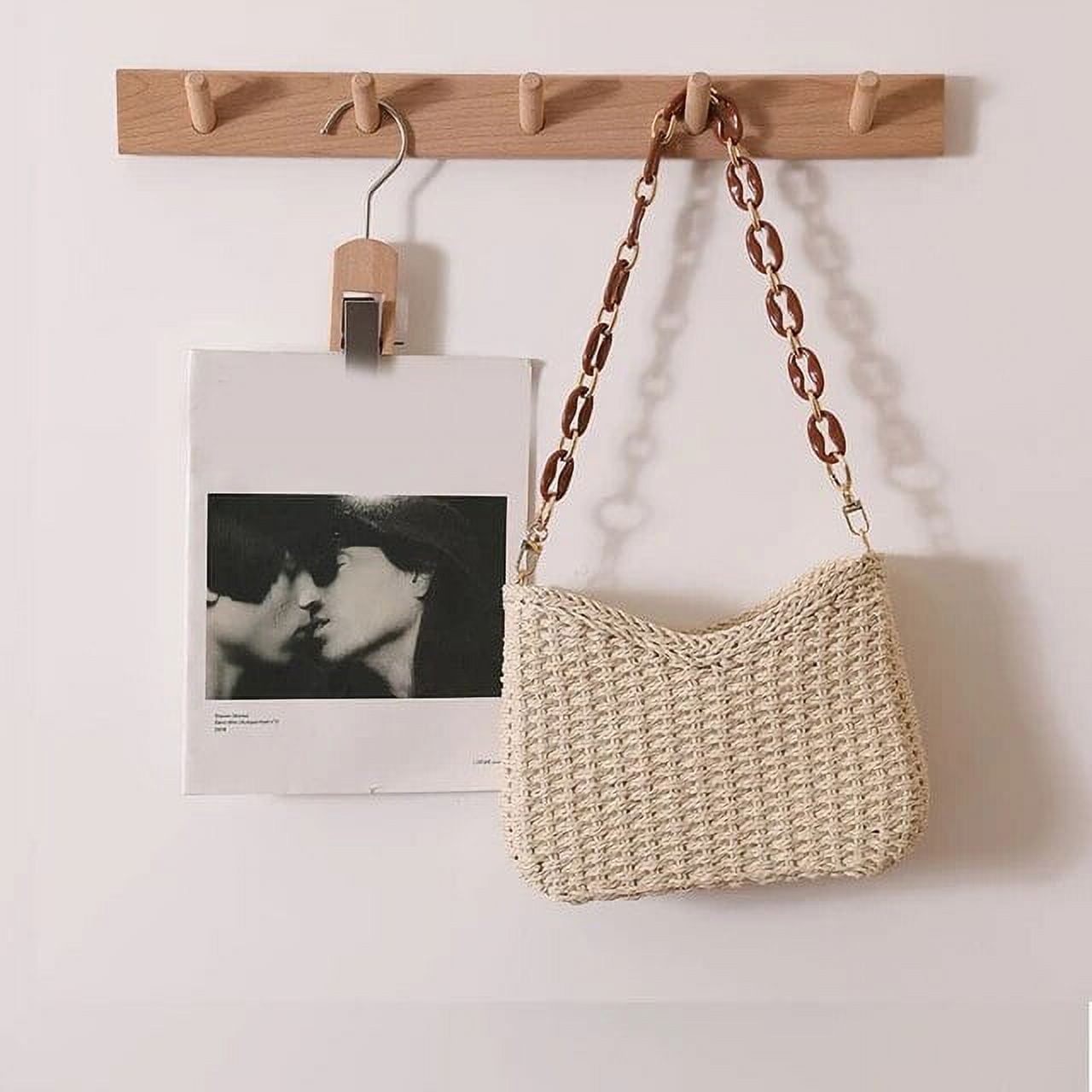 Kukuzhu Summer Straw Chain Shoulder Bag for Women Handbag Rattan Boho ...