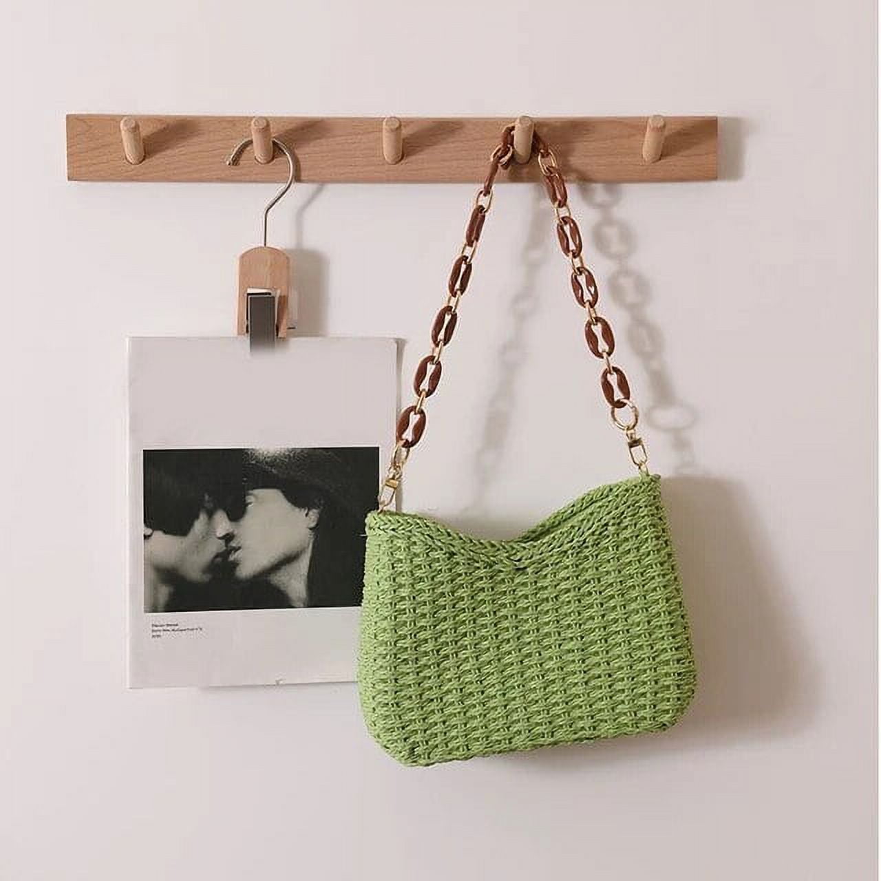 Kukuzhu Summer Straw Chain Shoulder Bag for Women Handbag Rattan Boho ...