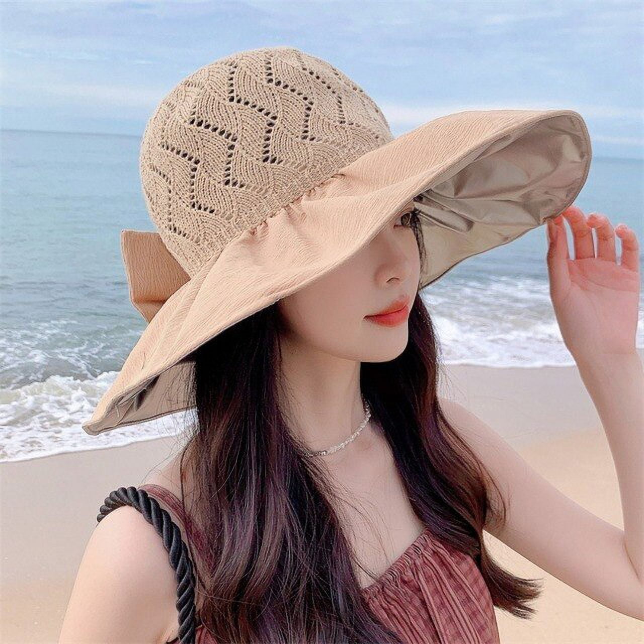 Kukuzhu Summer Women Bucket Hat UV Protection Sun Hats Solid Color Soft ...