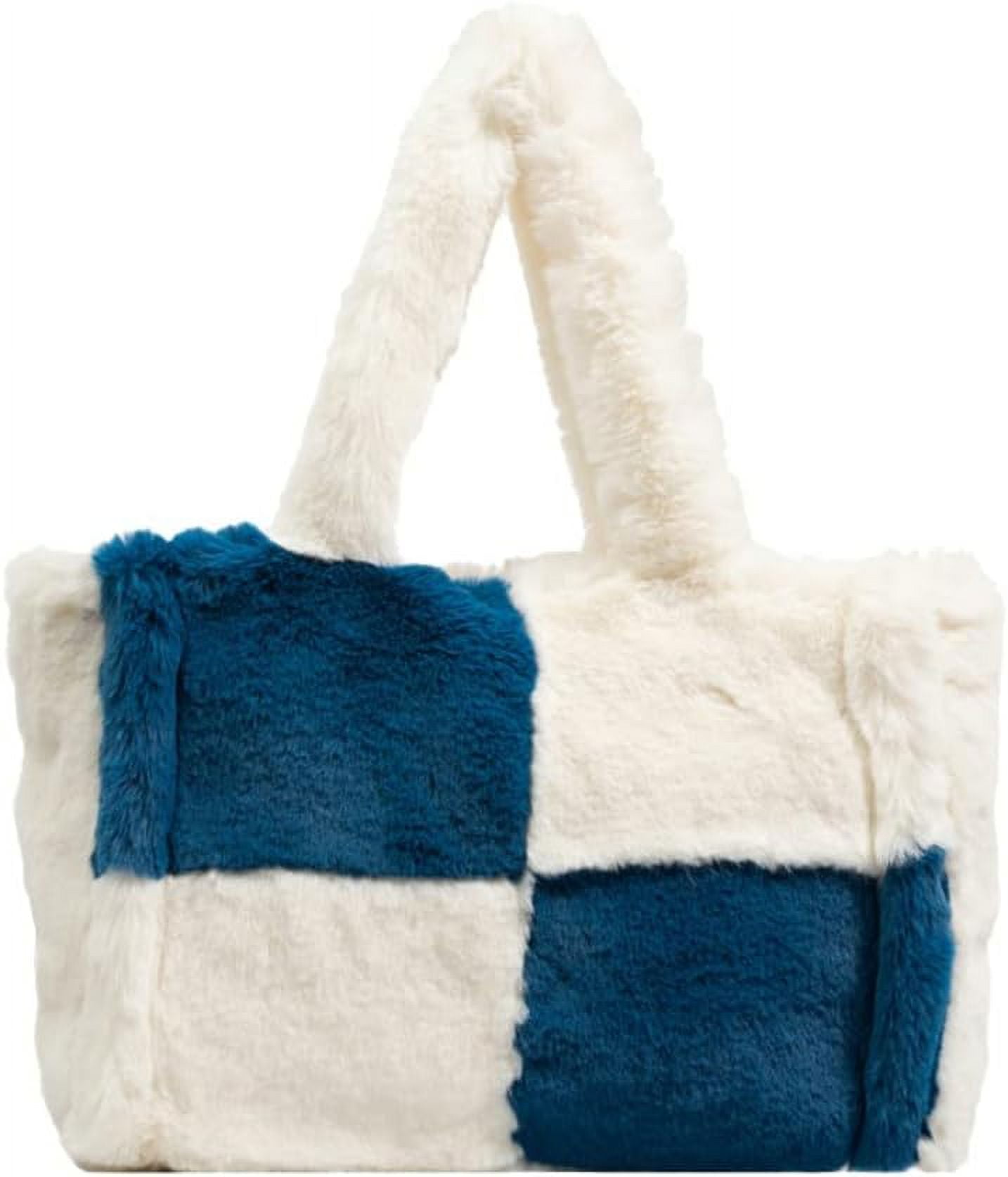 Kukuzhu Tote Bag Women Cozy Fluffy Faux Fur Plush Handbag Casual Soft ...