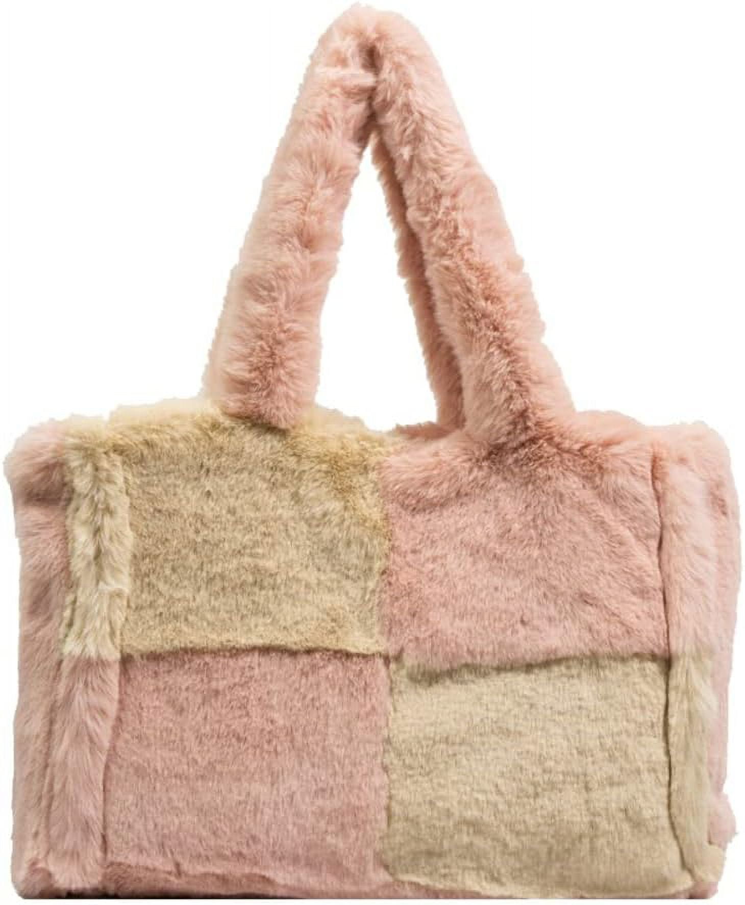 Kukuzhu Tote Bag Women Cozy Fluffy Faux Fur Plush Handbag Casual Soft ...