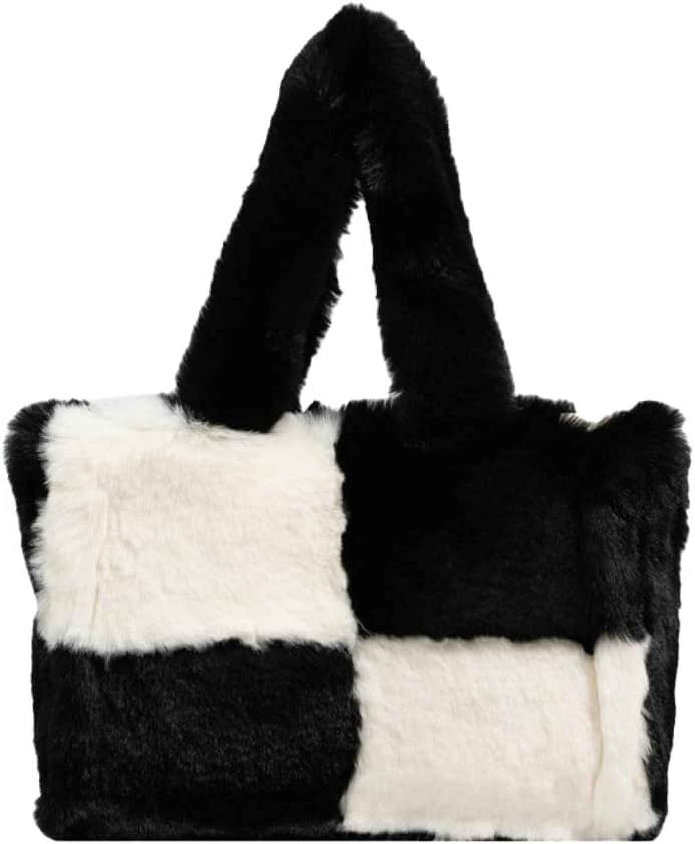 Kukuzhu Tote Bag Women Cozy Fluffy Faux Fur Plush Handbag Casual Soft ...