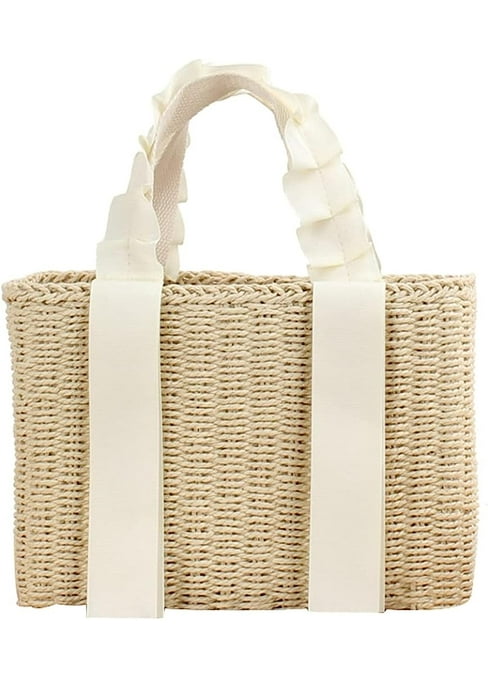 Summer Straw Bag for Women Beach Rattan Top-Handle Purse Straw ...