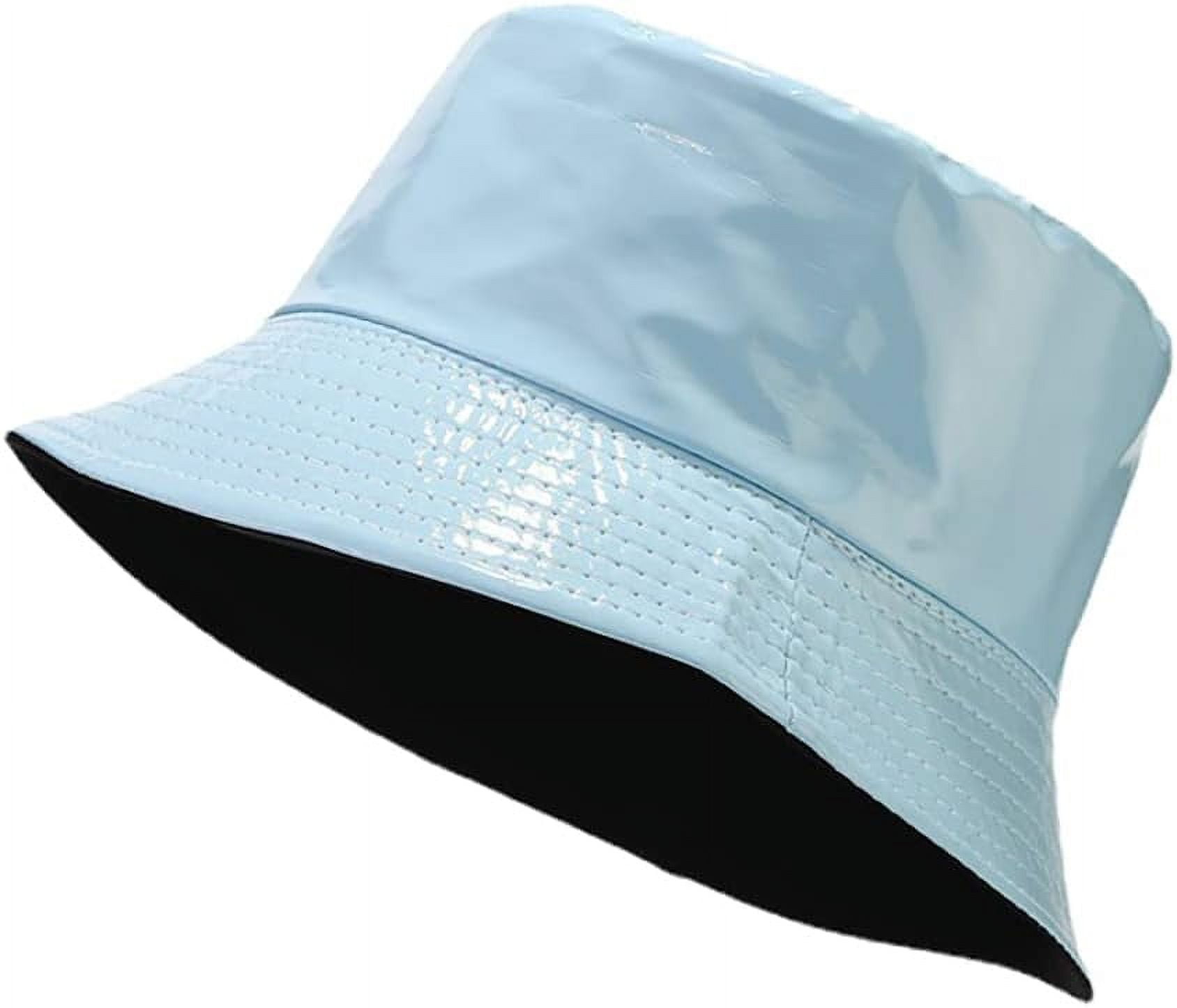 Kukuzhu Unisex Stylish Waterproof Bucket Hat PU Leather Rain Hats ...