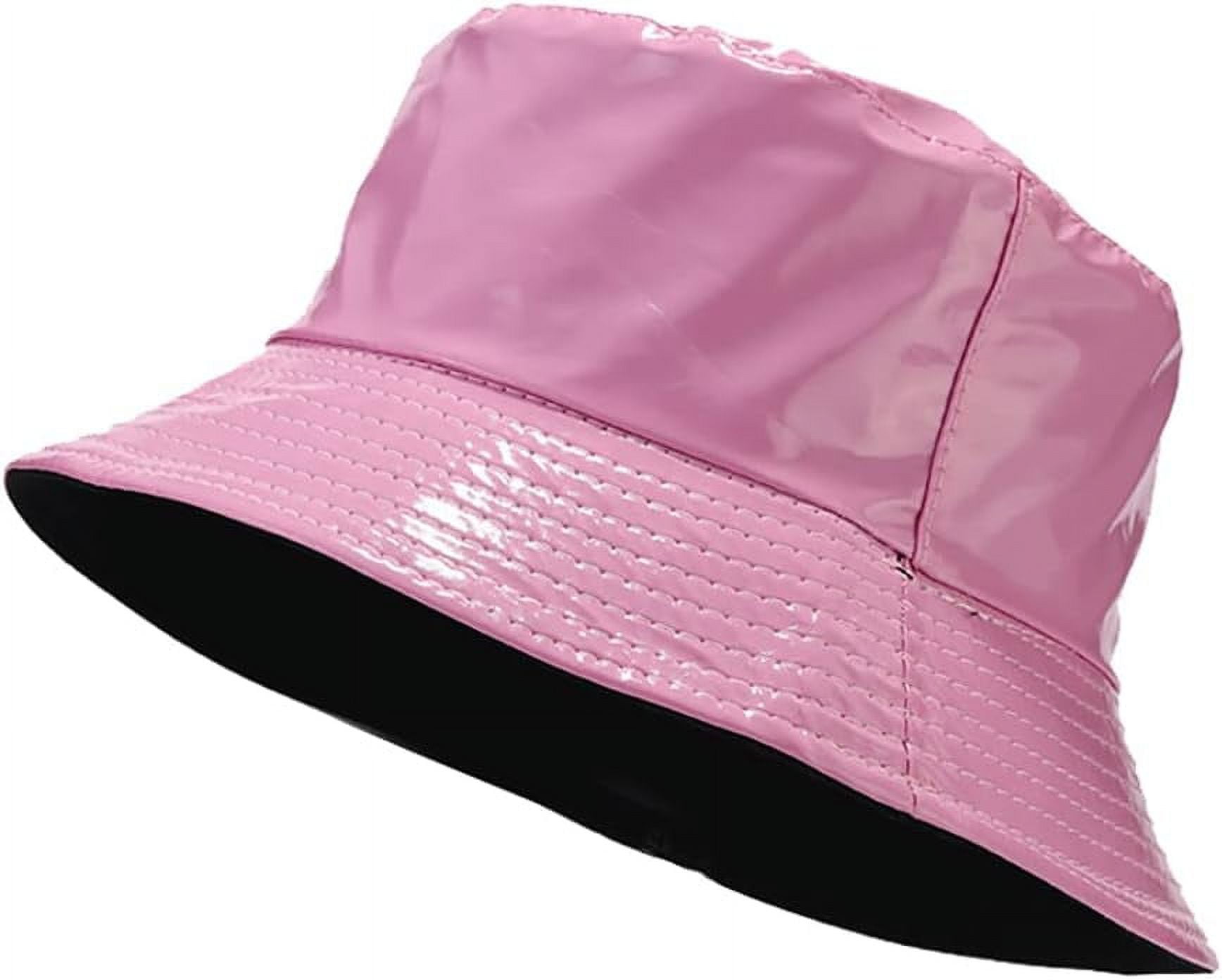 Kukuzhu Unisex Stylish Waterproof Bucket Hat PU Leather Rain Hats ...