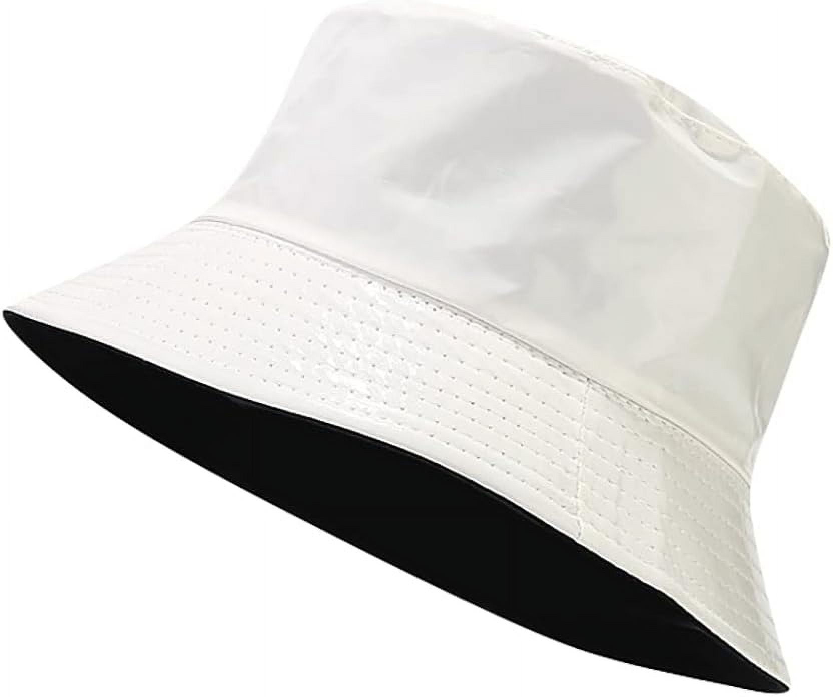 Kukuzhu Unisex Stylish Waterproof Bucket Hat PU Leather Rain Hats ...