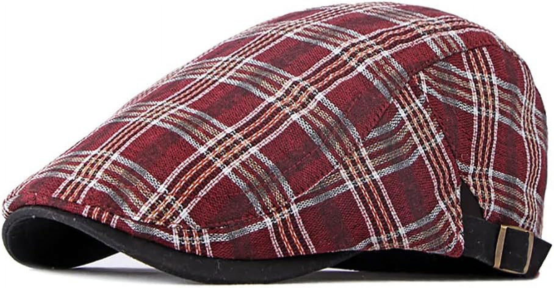 Kukuzhu Unisex Trendy Cabbie Cap Plaid Newsboy Driving Hunting Hats ...