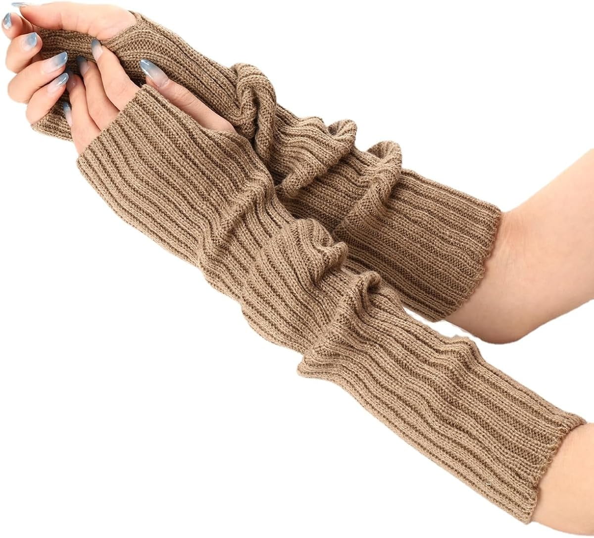 Kukuzhu Vintage Arm Sleeves for Women Rib Knit Arm Warmers Y2K ...