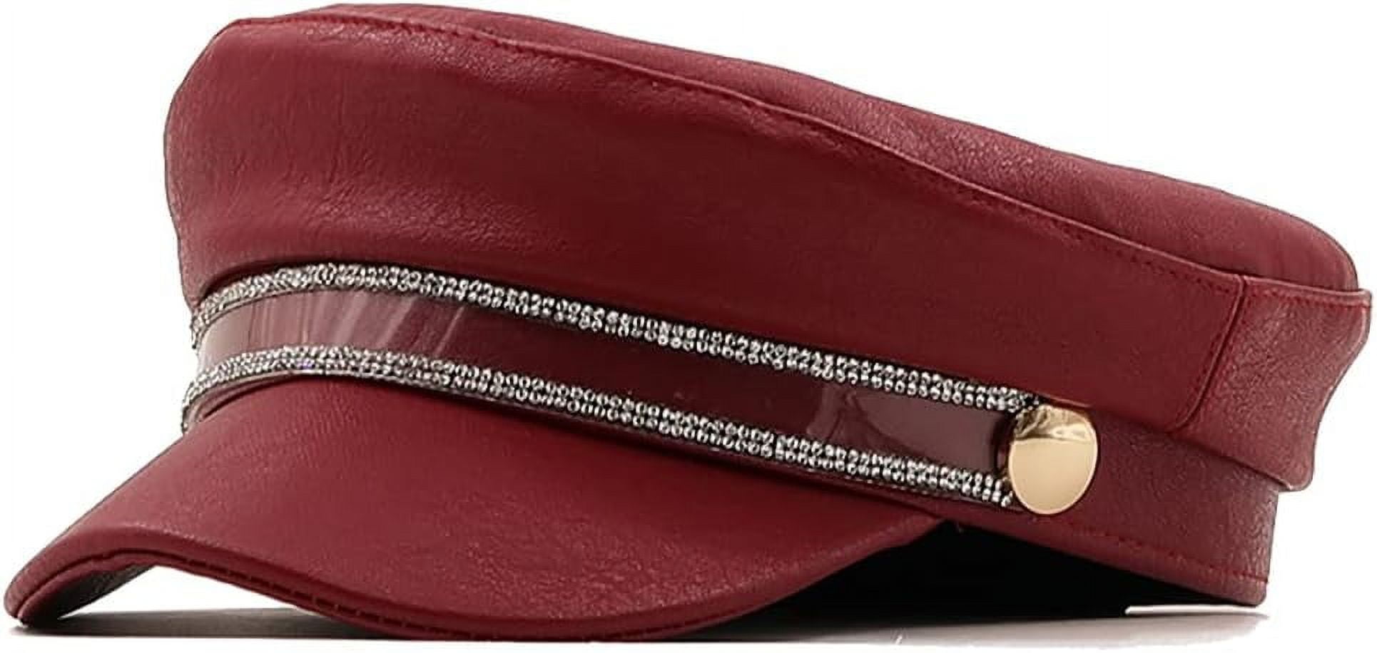 Kukuzhu Vintage Women's PU Leather Fiddler Cap Newsboy Hat with ...