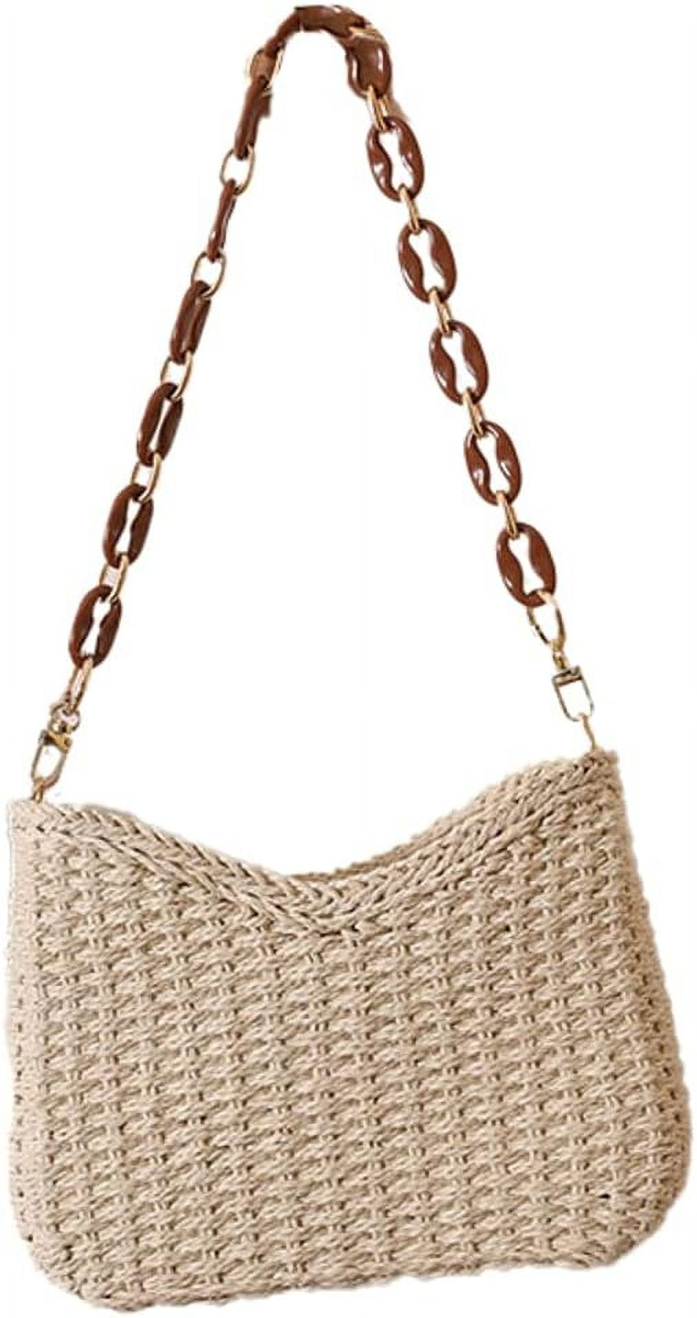 Kukuzhu Women Beach Shoulder Bag Summer Woven Travel Small Straw Tote ...