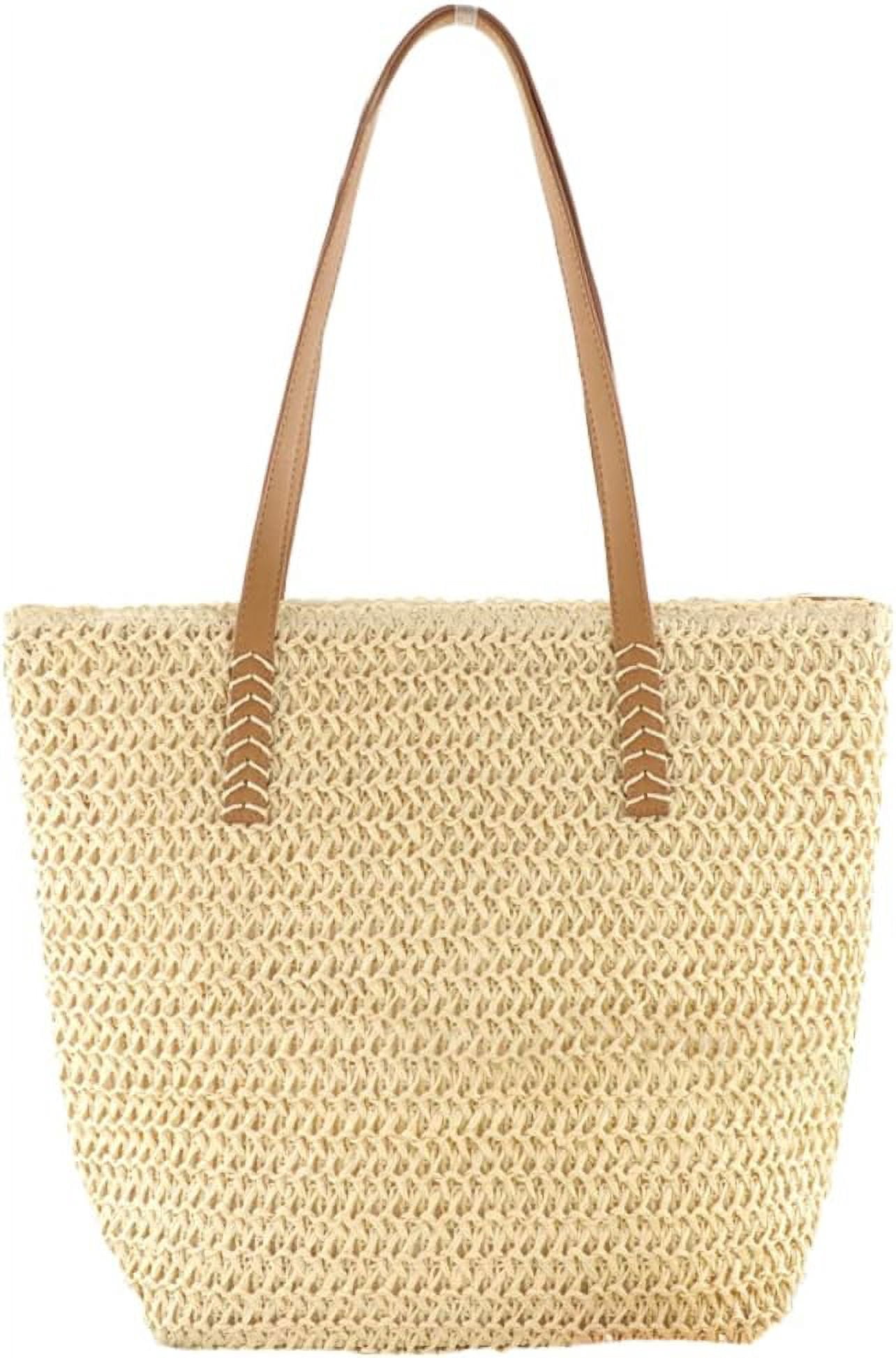 Kukuzhu Women Hand-Woven Soft Tote Bag Summer Trendy Large Straw Beach ...