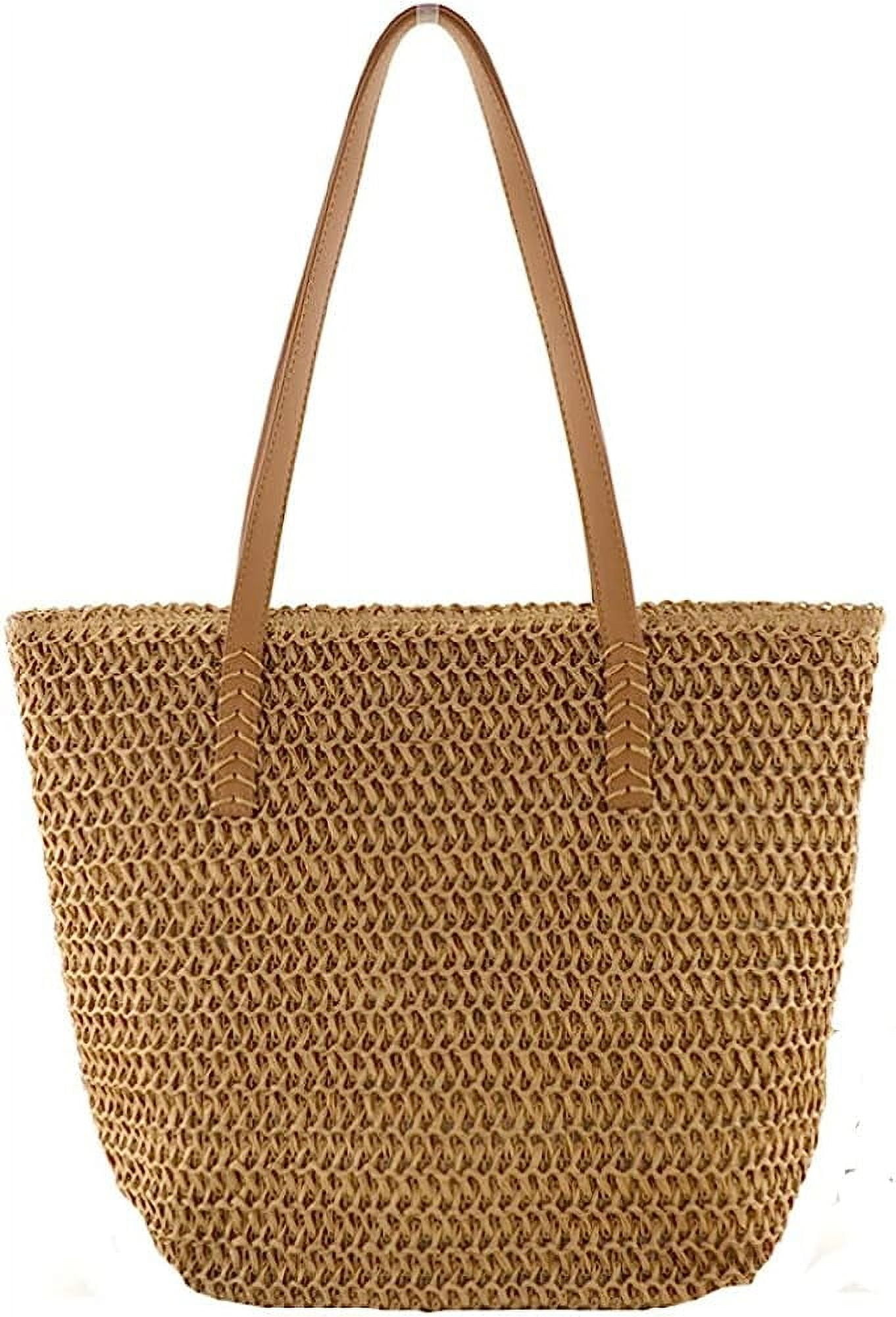 Kukuzhu Women Hand-Woven Soft Tote Bag Summer Trendy Large Straw Beach ...