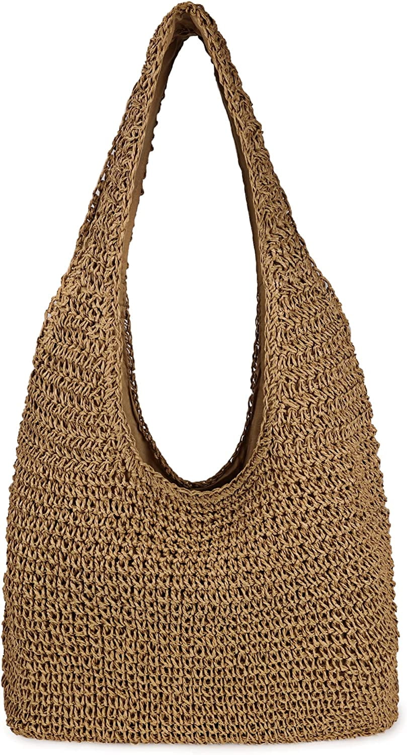 Kukuzhu Women Large Straw Beach Bag Handmade Woven Shoulder Bags Hobo ...