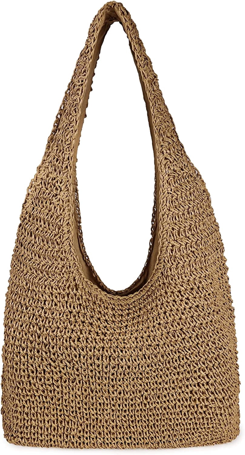 Kukuzhu Women Large Straw Beach Bag Handmade Woven Shoulder Bags Hobo ...