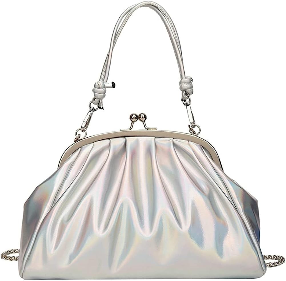Kukuzhu Women Pleat Hobo Shoulder Bags Fashion Bright Shell Evening ...