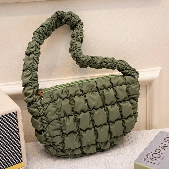 Kukuzhu Women Ruched Pendant Shoulder Bag Plaid Quilted Satchel Bags ...