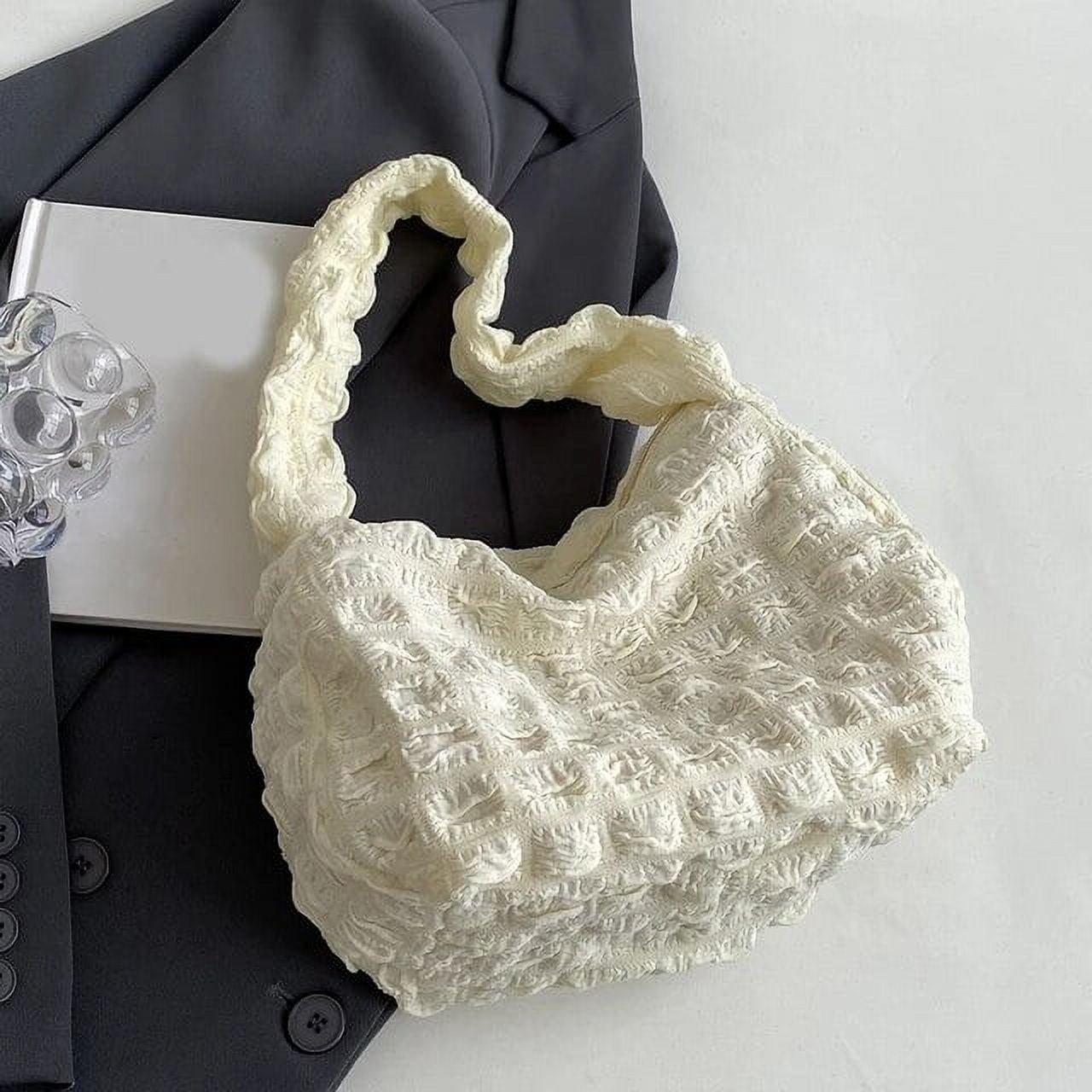 Kukuzhu Women Shoulder Bag Zipper Cloud Top-Handle Bag Pleated ...