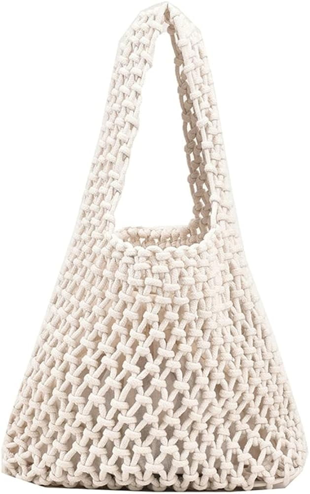 Kukuzhu Women Small Crochet Tote Handbag Cotton Top Handle Bag Summer ...