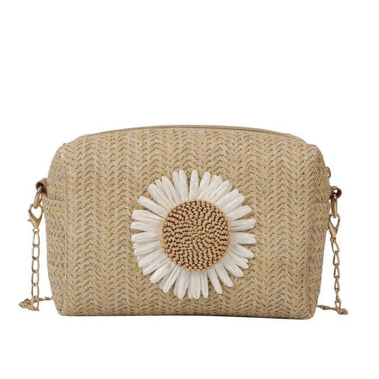 Kukuzhu Women Small Daisy Bag Straw Handbags Handwoven Floral Lace Tote ...