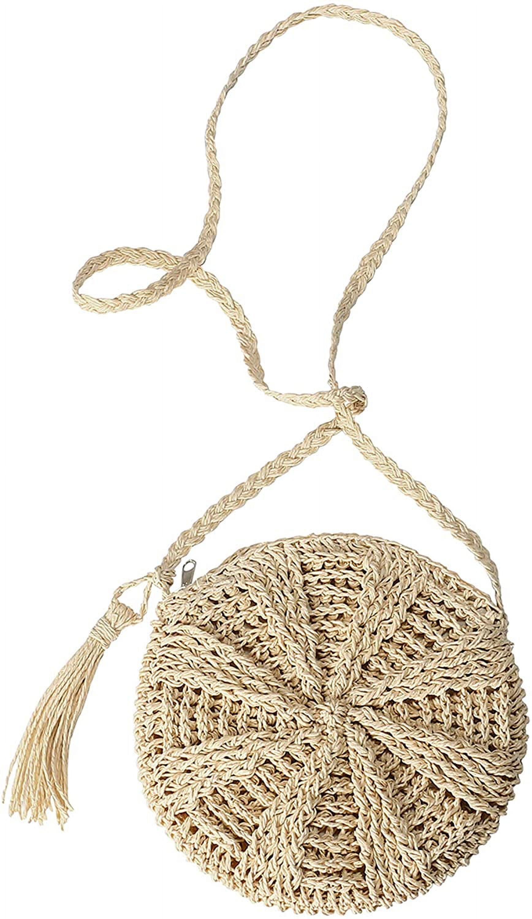 Kukuzhu Women Straw Crossbody Purse Beach Handmade Woven Shoulder Bag ...