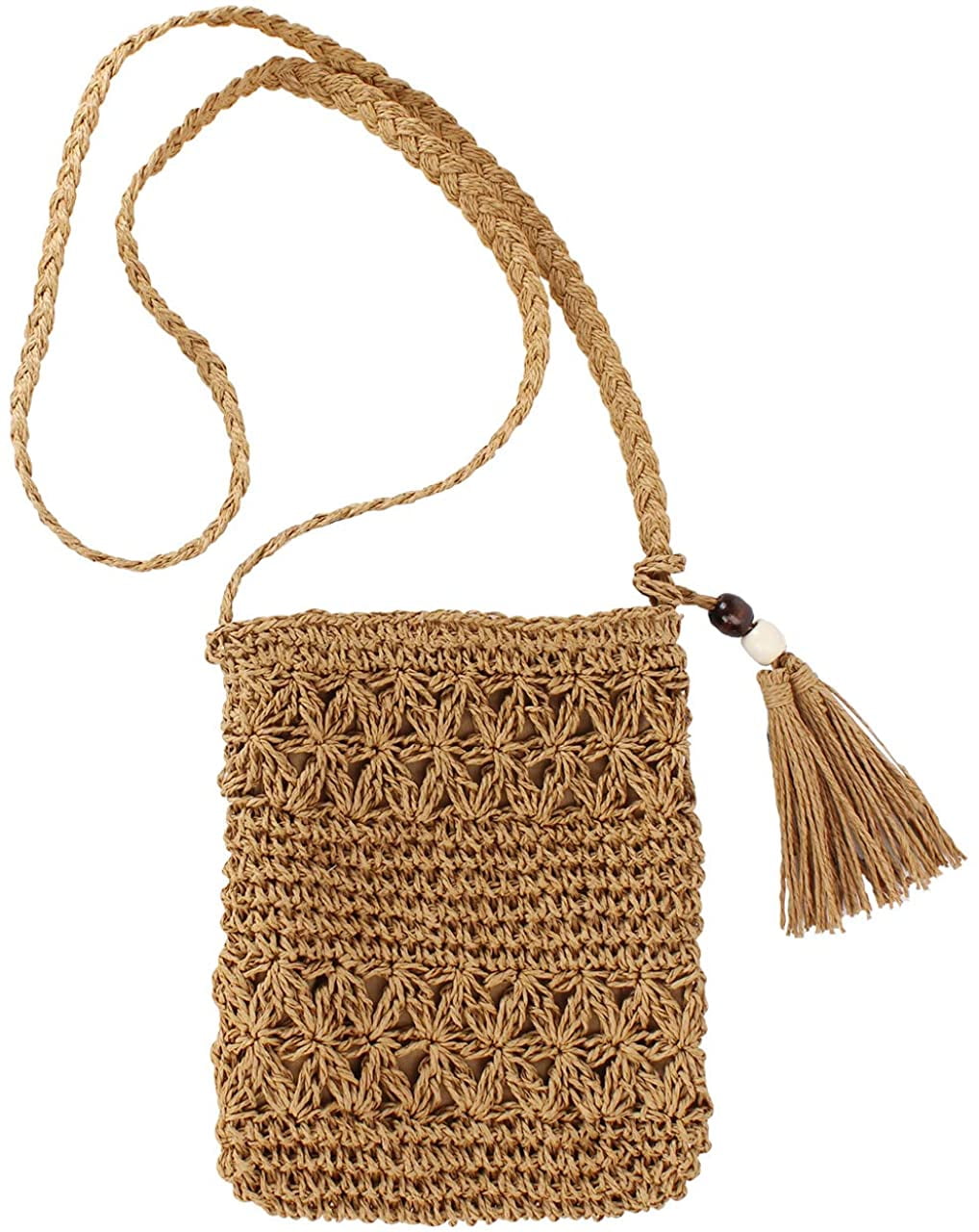 Kukuzhu Women Straw Crossbody Purse Beach Handmade Woven Shoulder Bag ...
