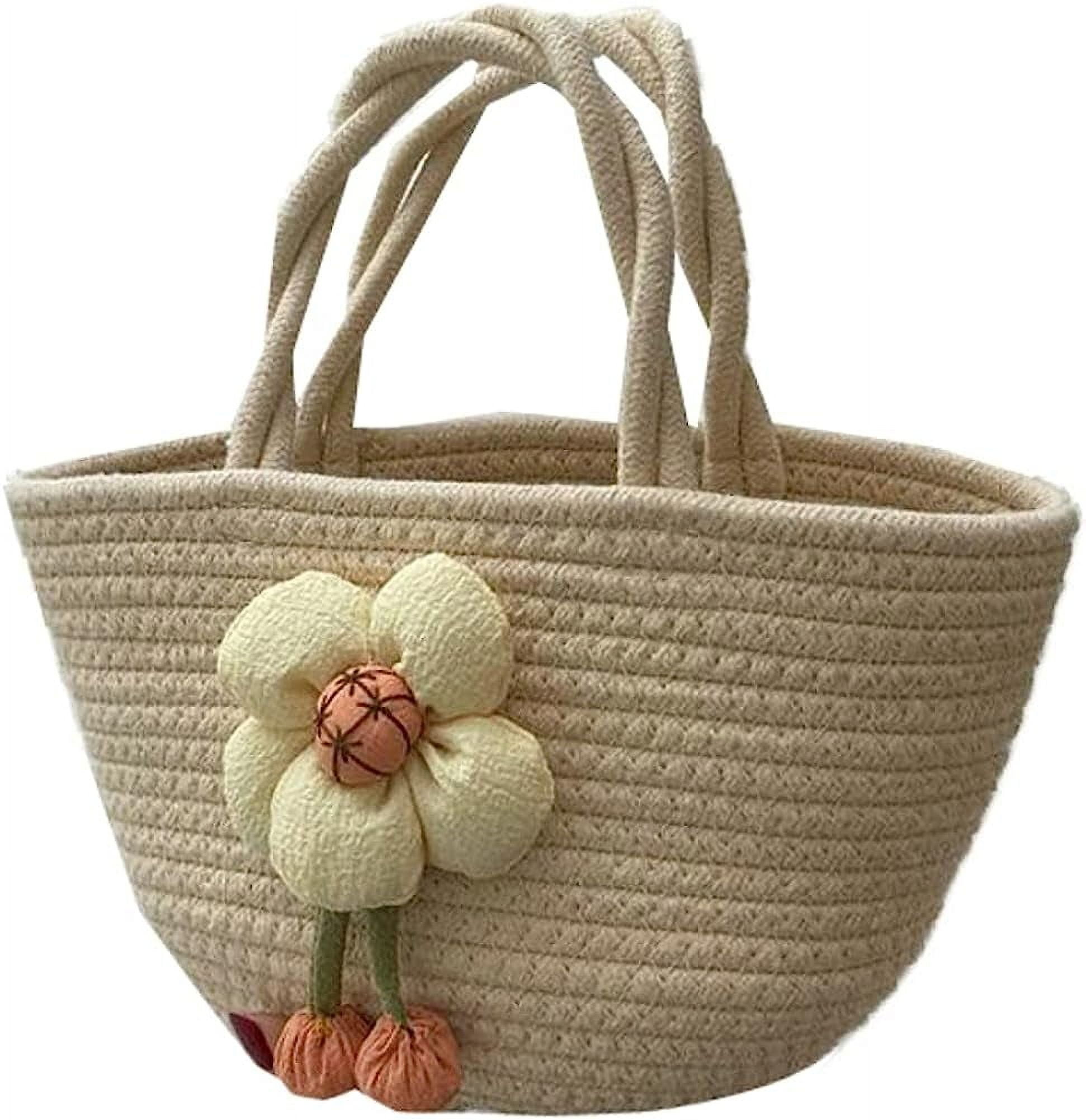 Kukuzhu Women Straw Mini Tote Bag Cute Colorful Flower Beach Handbag ...