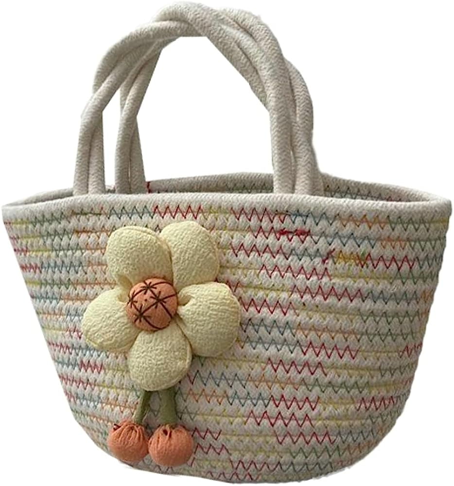 Kukuzhu Women Straw Mini Tote Bag Cute Colorful Flower Beach Handbag ...