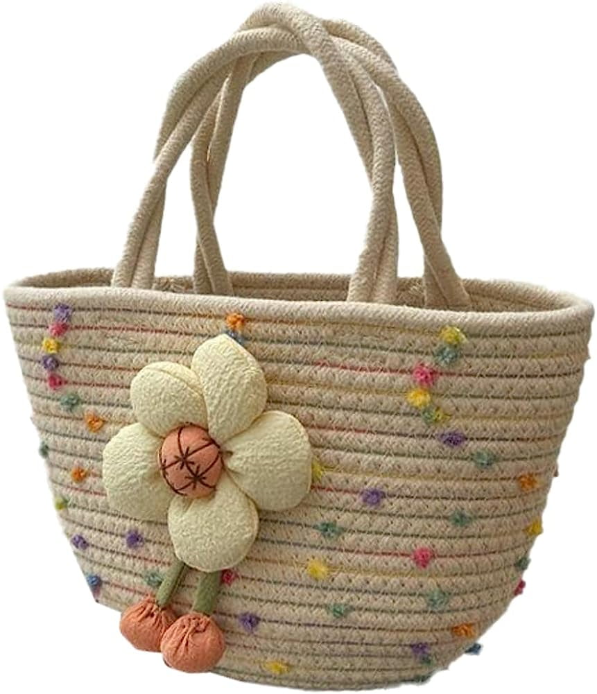 Kukuzhu Women Straw Mini Tote Bag Cute Colorful Flower Beach Handbag ...