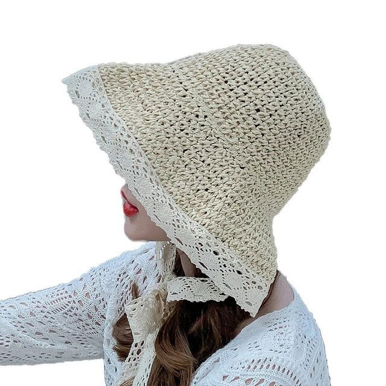 Kukuzhu Women Summer Beach Hat Simple Foldable Lace Floppy Girls Paper ...