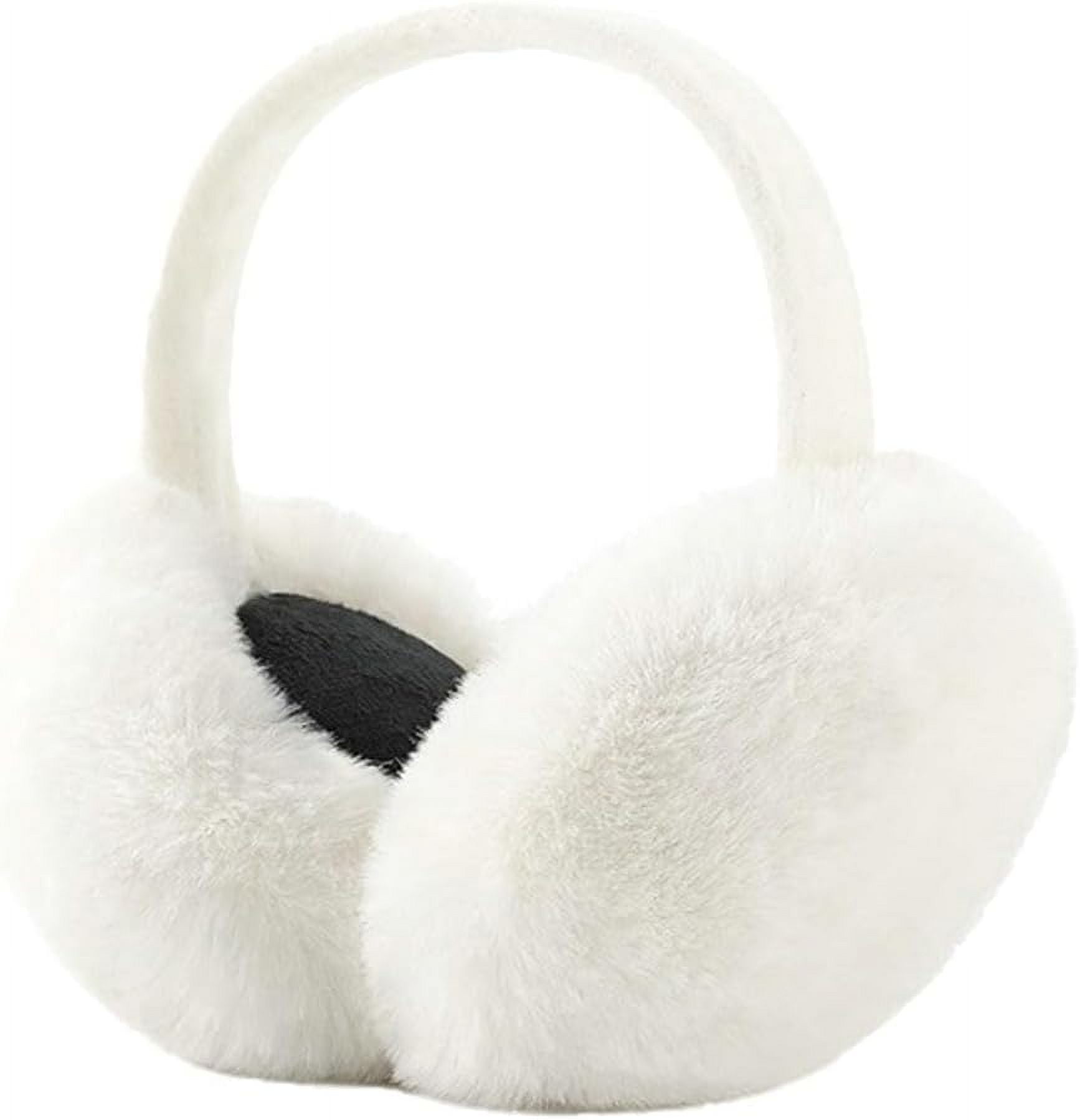 Kukuzhu Women Warm Earmuffs Winter Furry Plush Faux Fur Headband Ear ...