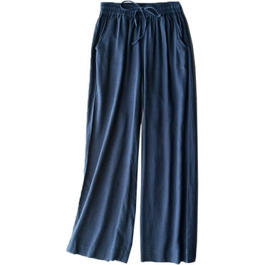 ZANZEA Womens Trousers Elastic Waist Casual Long Drawstring Pants ...