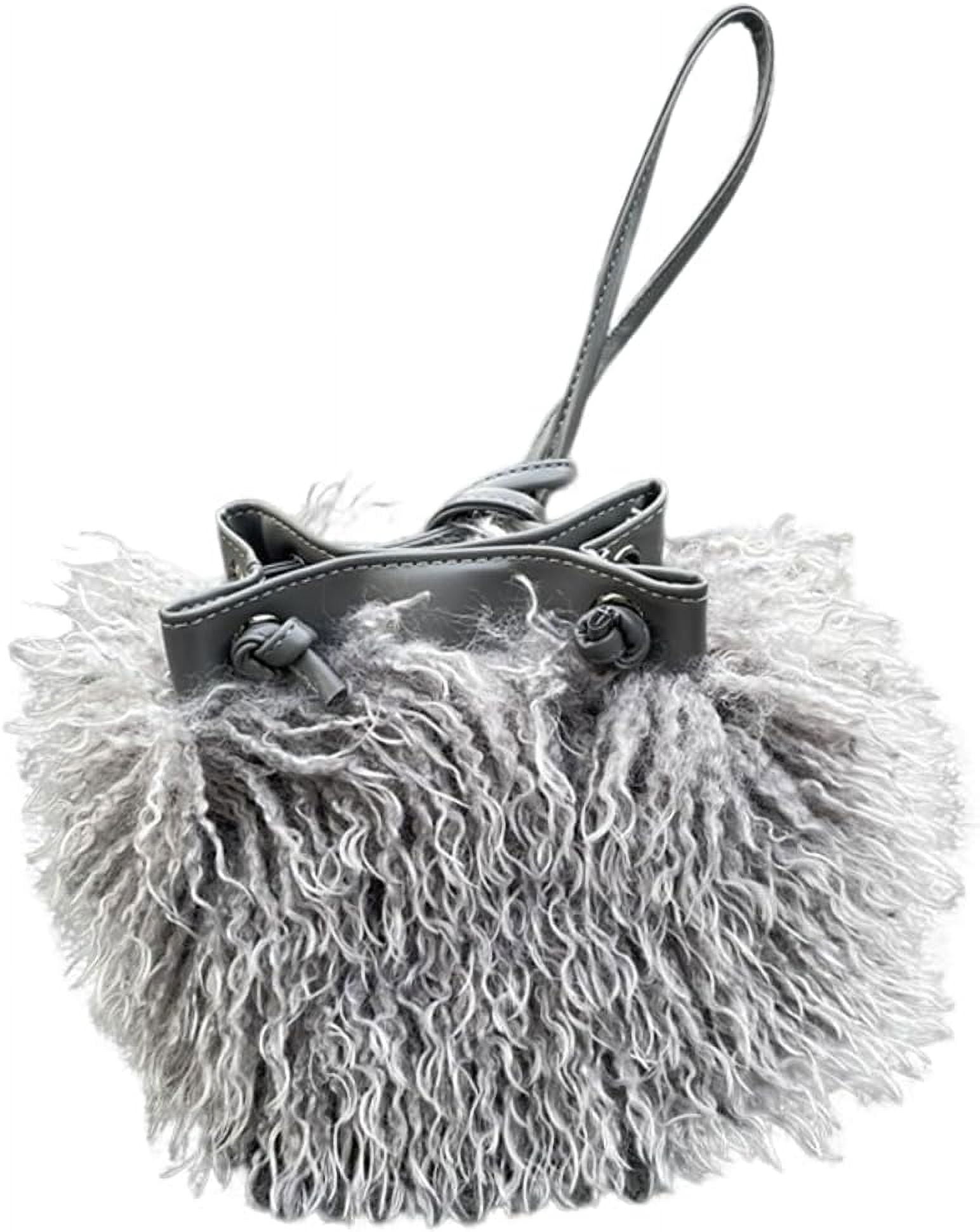 Kukuzhu Women's Faux Fur Fluffy Hobo Bag Furry Clutch Handbag Cute ...