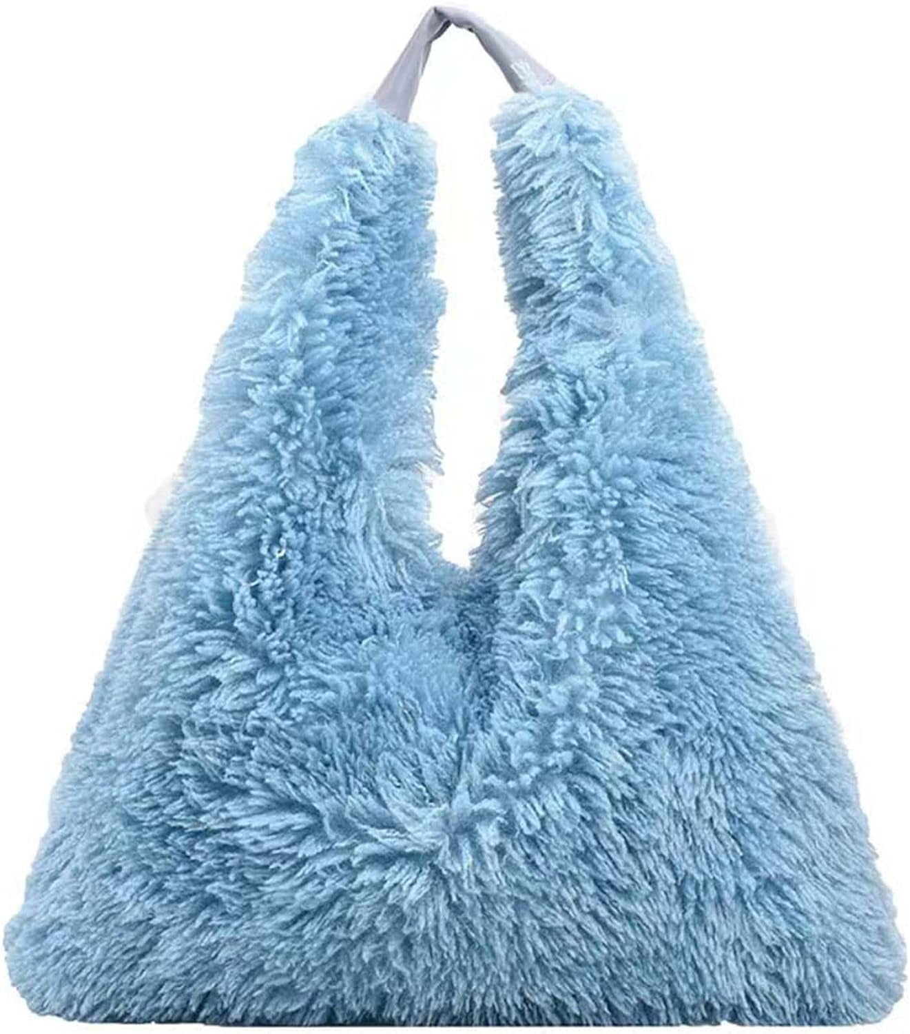 Kukuzhu Womens Faux Fur Handbag Winter Fluffy Plush Purse Cute Fuzzy