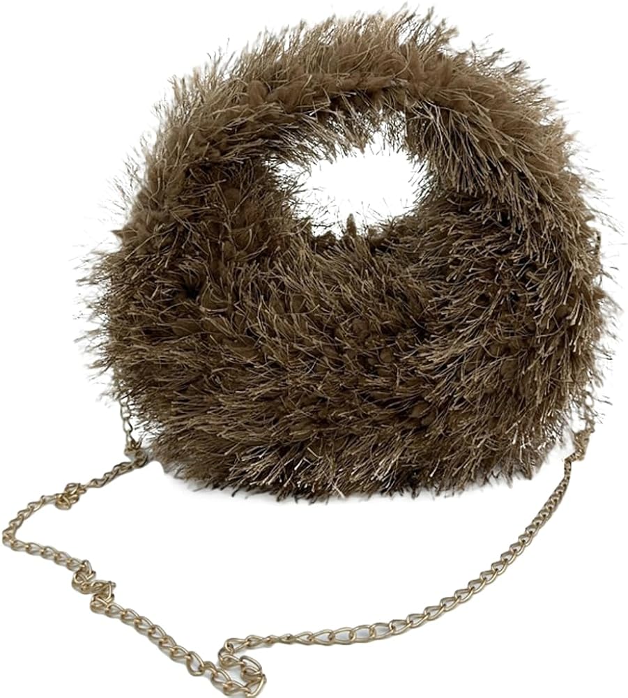 Kukuzhu Women's Faux Fur Y2k Satchel Bag Small Purse Fleece Retro ...
