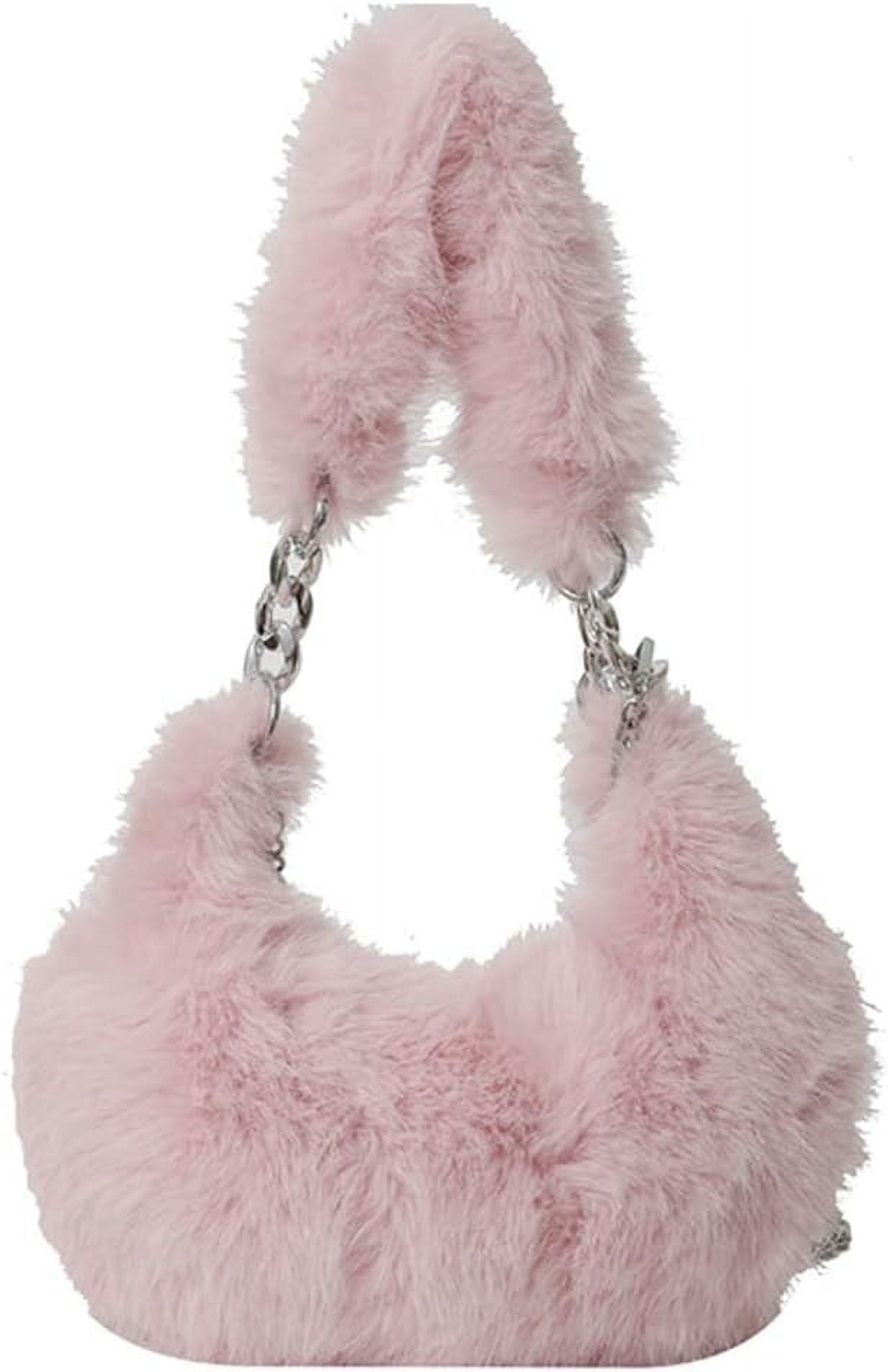 Kukuzhu Women's Fluffy Faux Fur Shoulder Crossbody Bag Winter Plush ...