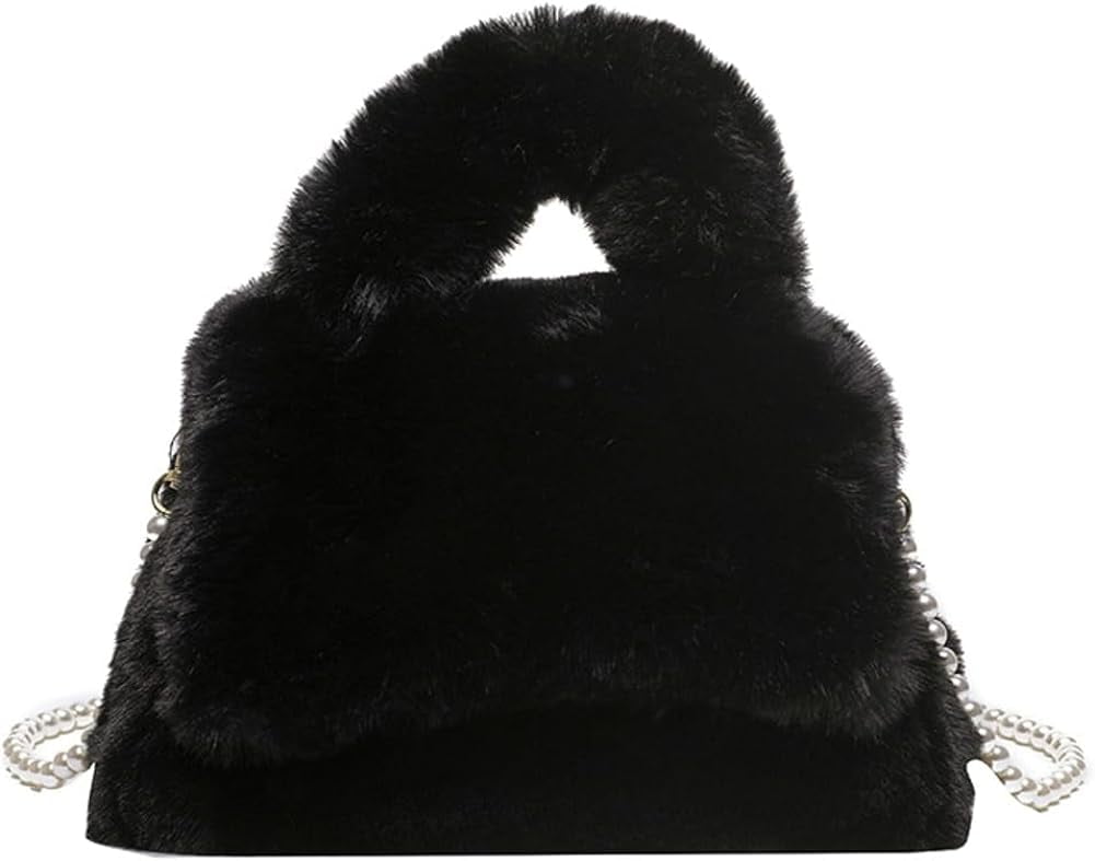 Kukuzhu Women’s Fluffy Tote Bag Cute Small Furry Clutch Handbags Plush ...
