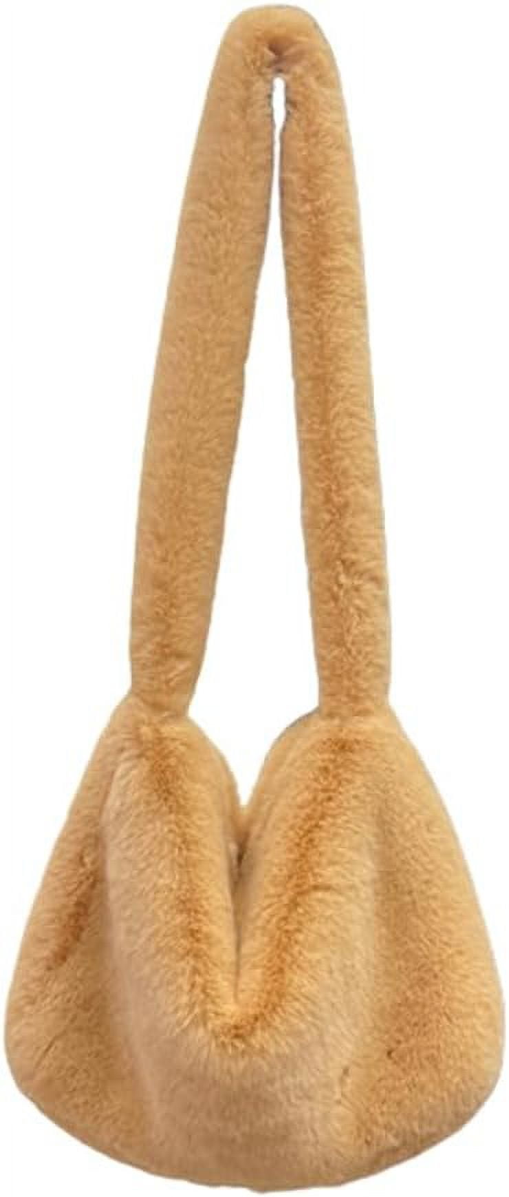 Kukuzhu Womens Furry Crossbody Bag Large Capacity Fuzzy Faux Fur