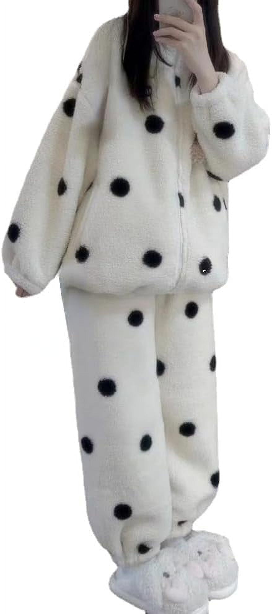 Kukuzhu Womens Pajama Sets Cute Pjs Set Winter Kawaii Cow Graphic Zip