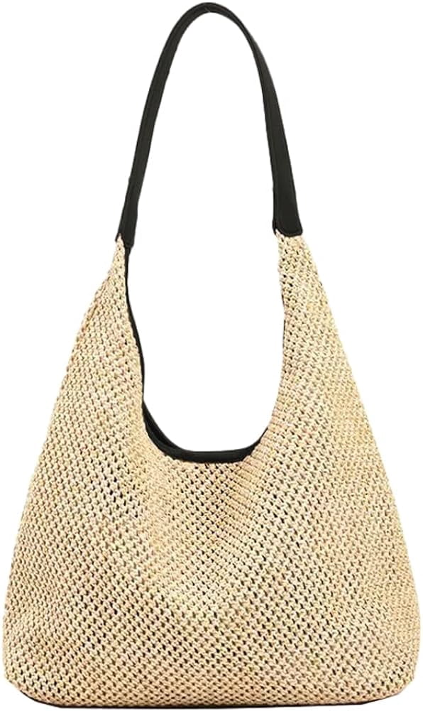 Kukuzhu Womens Straw Shoulder Bag Straw Tote Hobo Bag Large Summer ...