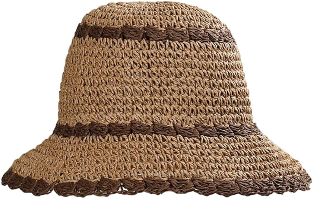 Kukuzhu Womens Straw Sun Hat Foldable Uv Protection Straw Bucket Hat