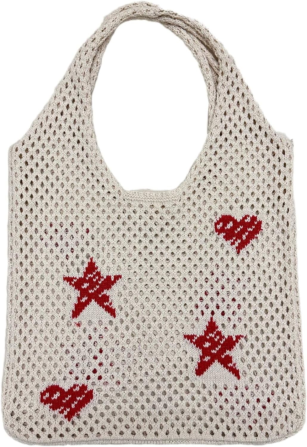 Kukuzhu Y2K Fairy Grunge Crochet Hobo Bag Indie Hippie Straw Beach Tote ...