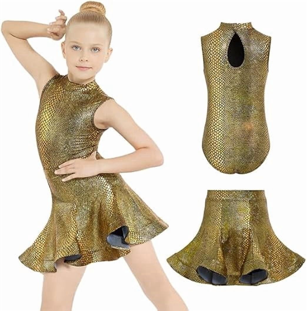 Kuleyang Girls Latin Dance Dress 2Pcs Sparkly Tango Ballet Leotard ...