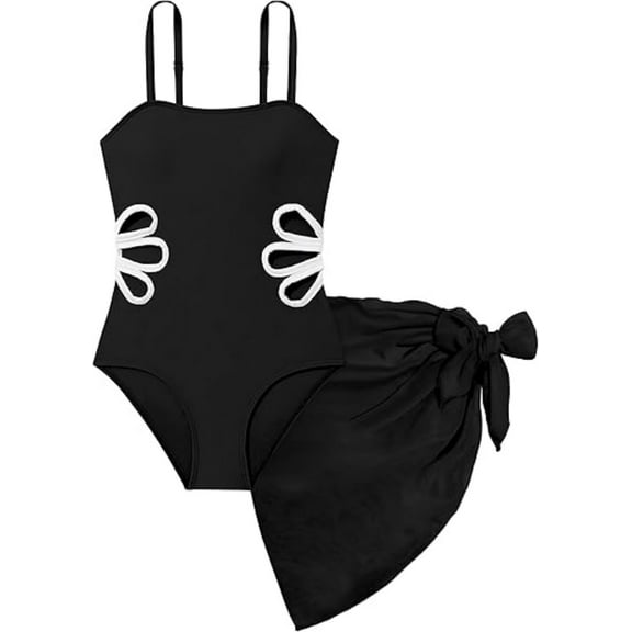 Dpytoraw Girls Swimsuit 2PCS Adjustable Straps Cut Out One Piece ...