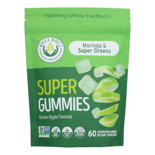 Kuli Kuli Energy Gummies - Moringa, Green Apple, Caffeine-Free, Non-GMO ...
