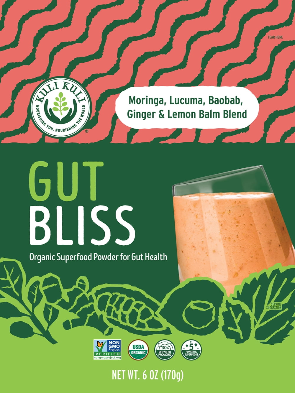 Kuli Kuli Gut Bliss Organic Superfood Blend, Gut Health, 6oz (170 g ...