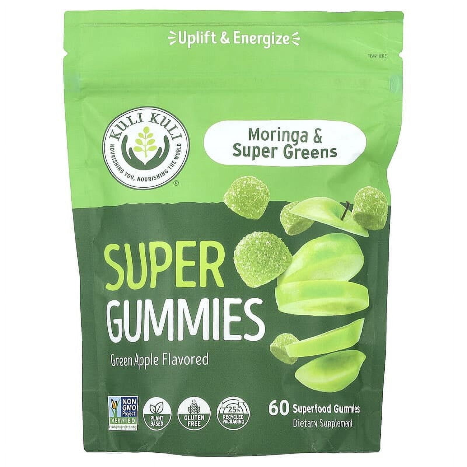 Kuli Kuli, Super Gummies, Moringa & Super Greens, Green Apple, 60 ...